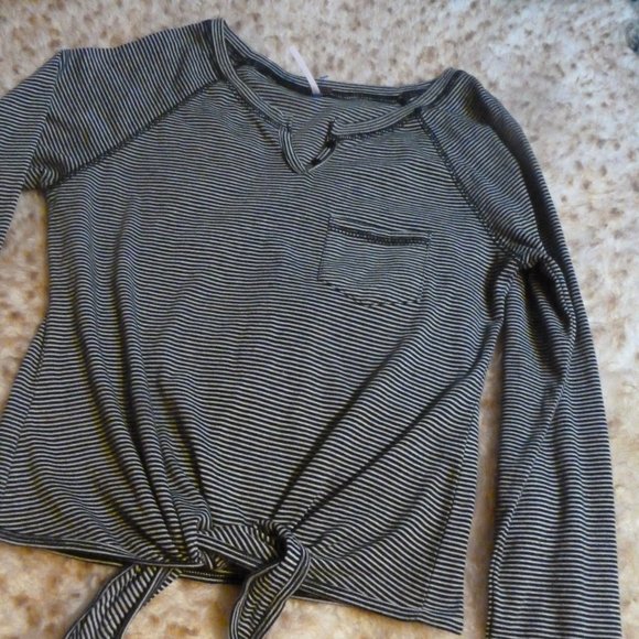 Poof! | Tops | Cutest Poof Tie Front Stretch Long Sleeve Top | Poshmark